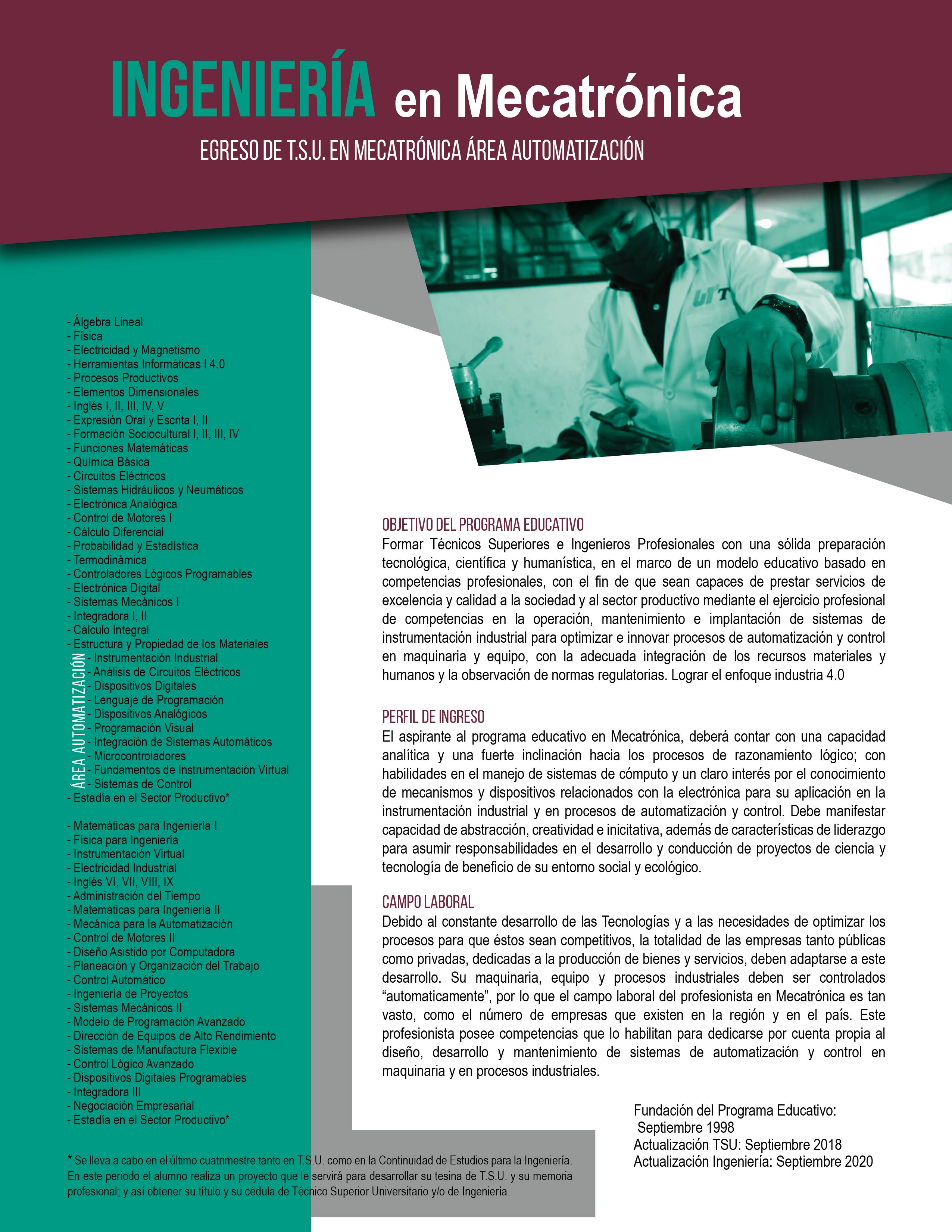 Inicio > INGENIERÍA MECATRÓNICA Inicio > INGENIERÍA MECATRÓNICA